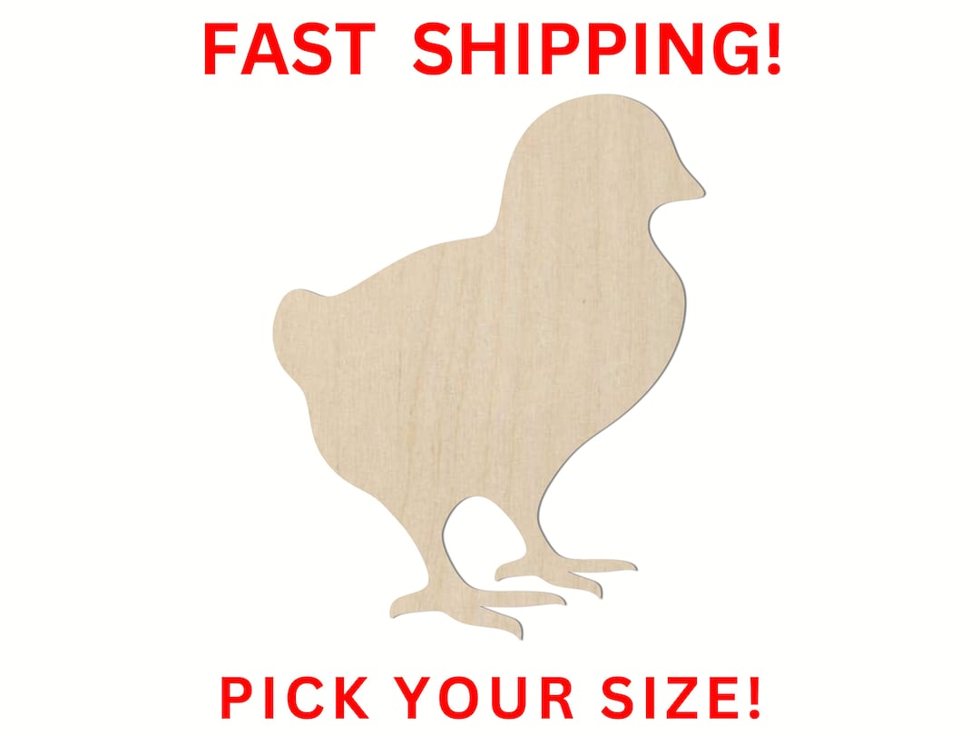 Unfinished Wooden Baby Chicken Shape Wood Baby Chick Cutout Shape Laser ...
