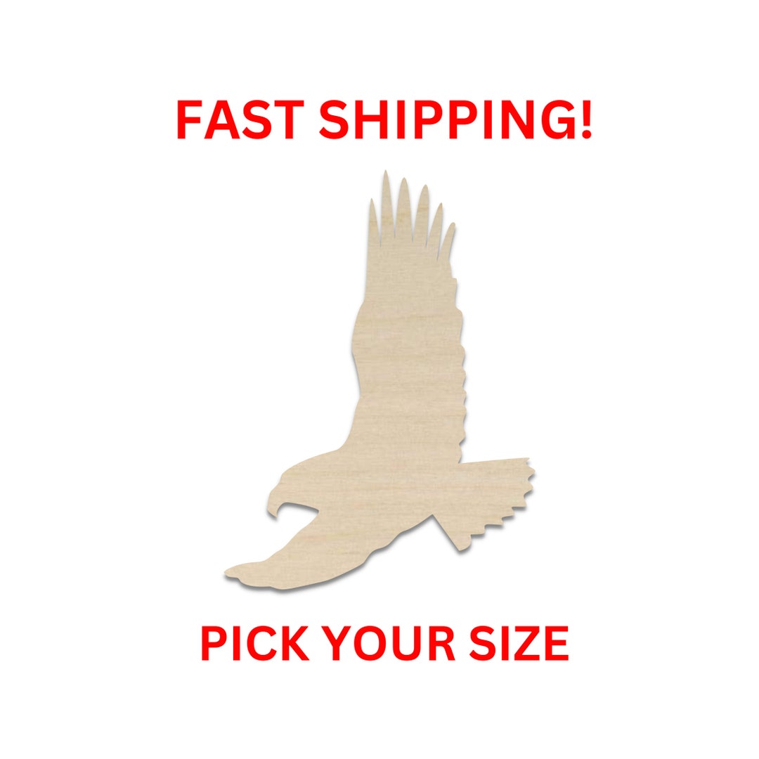 Unfinished Wooden Eagle Shape | Bald Eagle Wood Cutout Shape | Laser ...