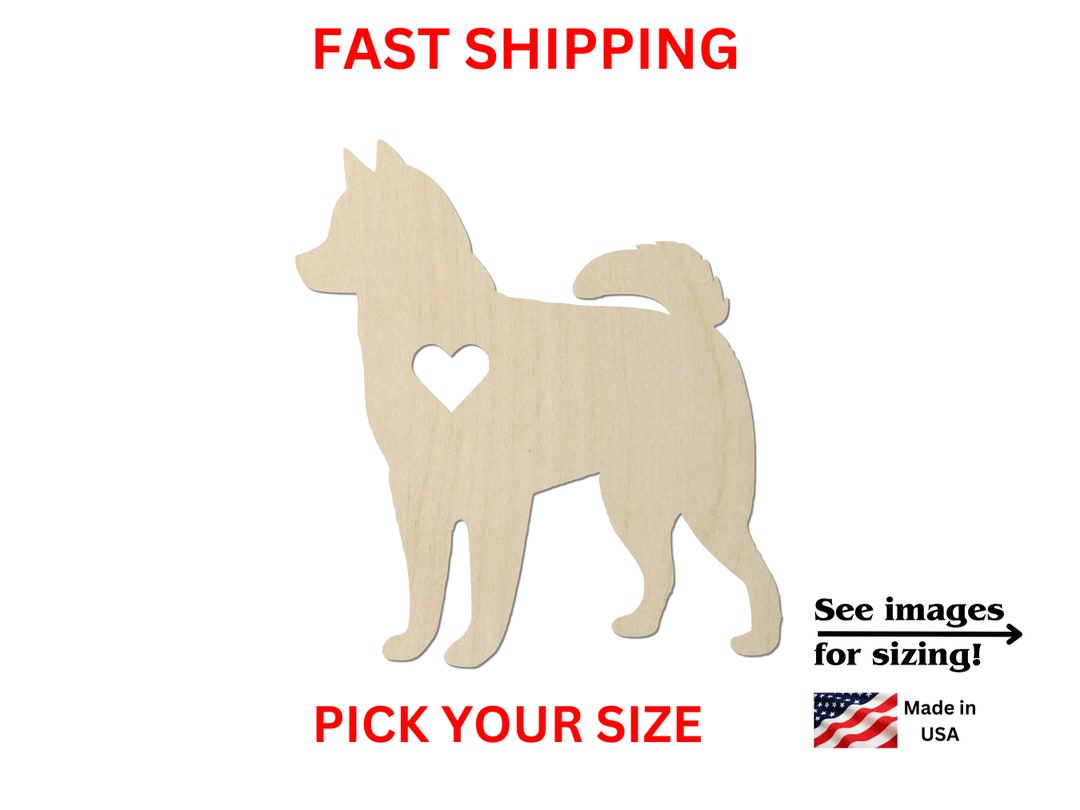 Unfinished Wooden Husky Dog Shape 03 | Husky Dog Heart Cutout | Craft ...