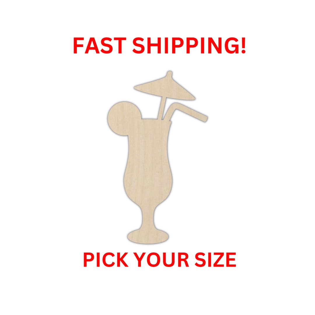 Unfinished Wooden Cocktail Shape Cocktail Drink Wood Cutout - Etsy