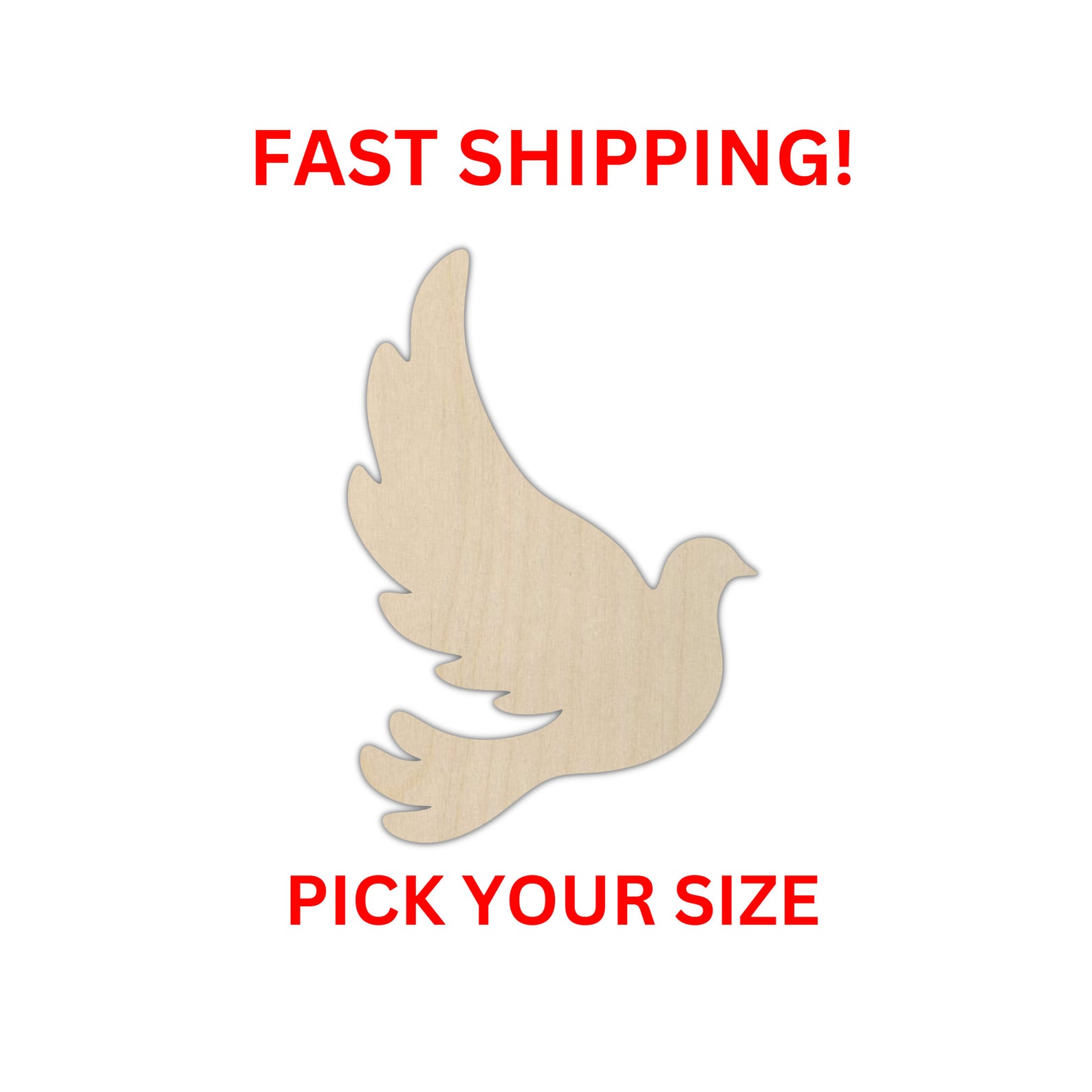 Unfinished Wooden Dove Shape 01 | Bird Cutout | Laser Cut | Bulk Bird ...