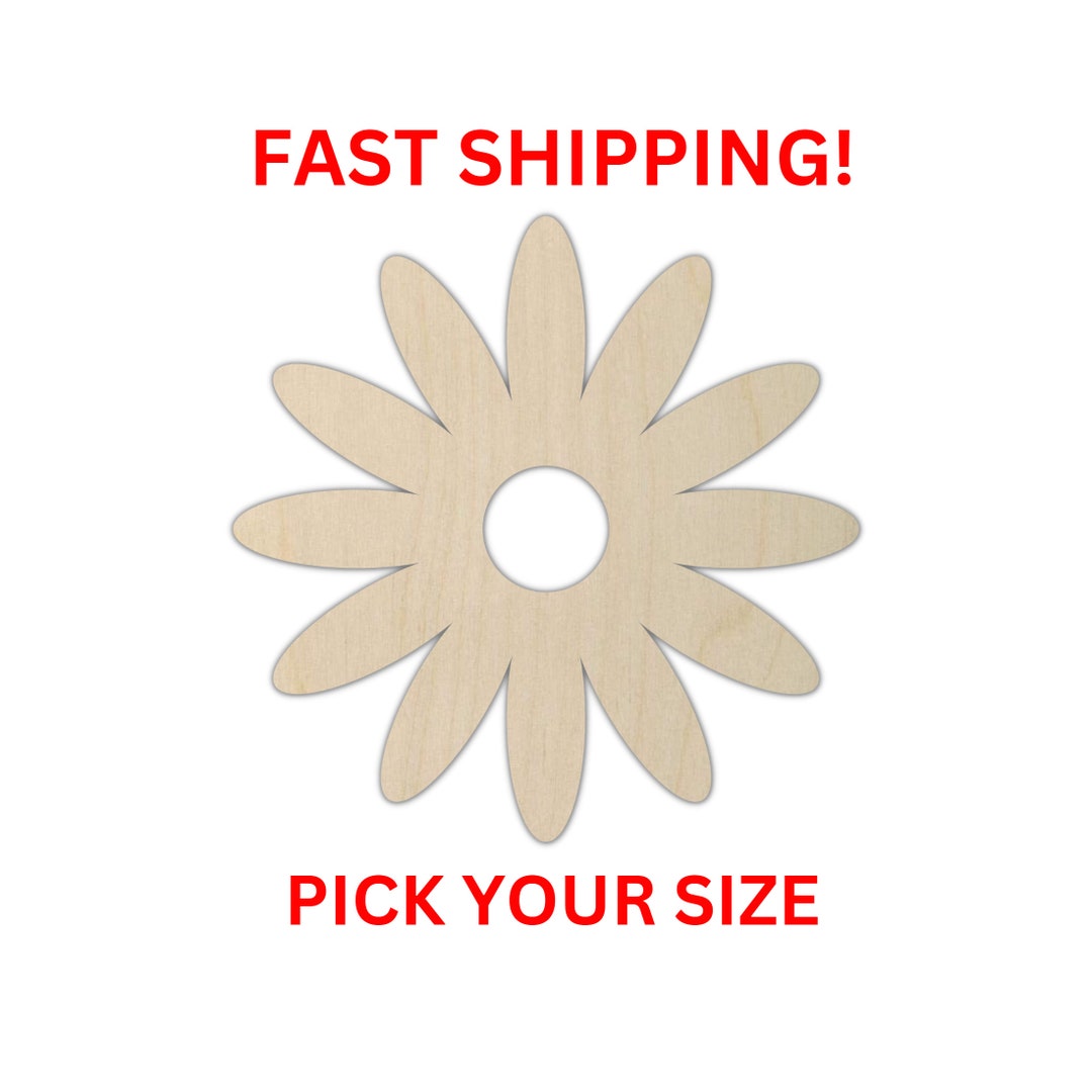 Unfinished Wooden Daisy Shape | Unfinished Wooden Daisy Flower Cutout ...