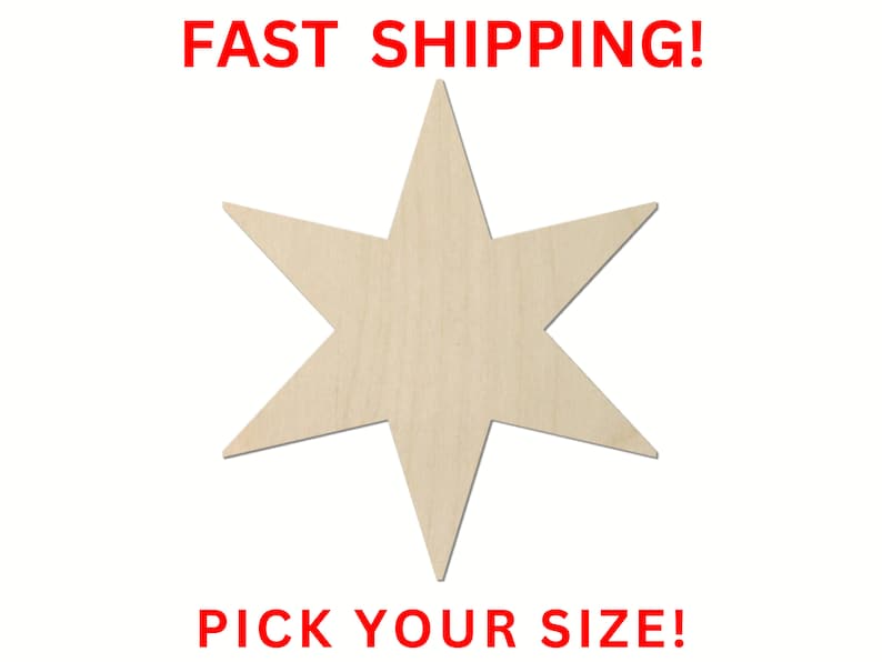 Unfinished Wooden Six Pointed Star Shape | Wood Star Blank Cutout ...