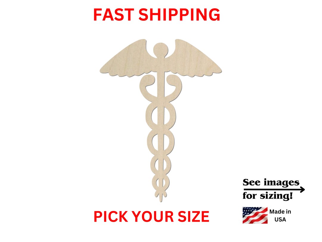 Caduceus Medical Logo - Laser Cut Unfinished Wood Cutout Craft Shapes - Etsy