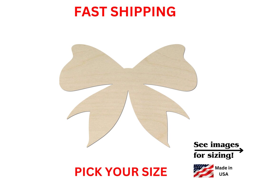 Unfinished Wooden Bow Shape 05 | Bow Wood Cutout Shape | Laser Cut ...