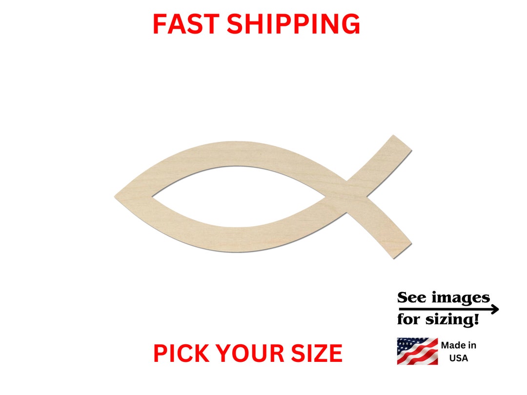 Unfinished Wooden Jesus Fish Shape | Religious Blank Cutout | Laser Cut ...