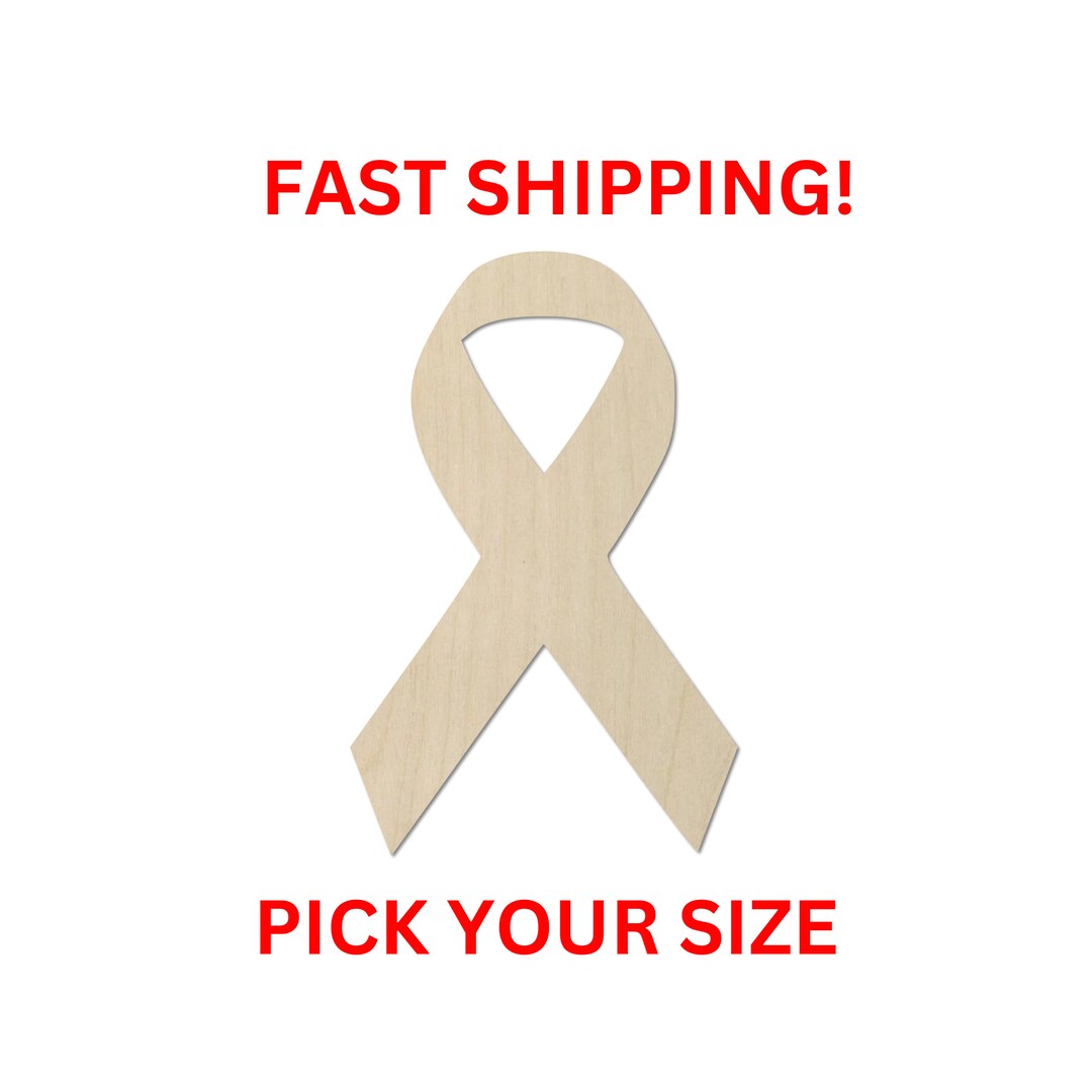 Unfinished Wooden Ribbon Shape | Cancer Awareness Blank Cut Out | Craft ...