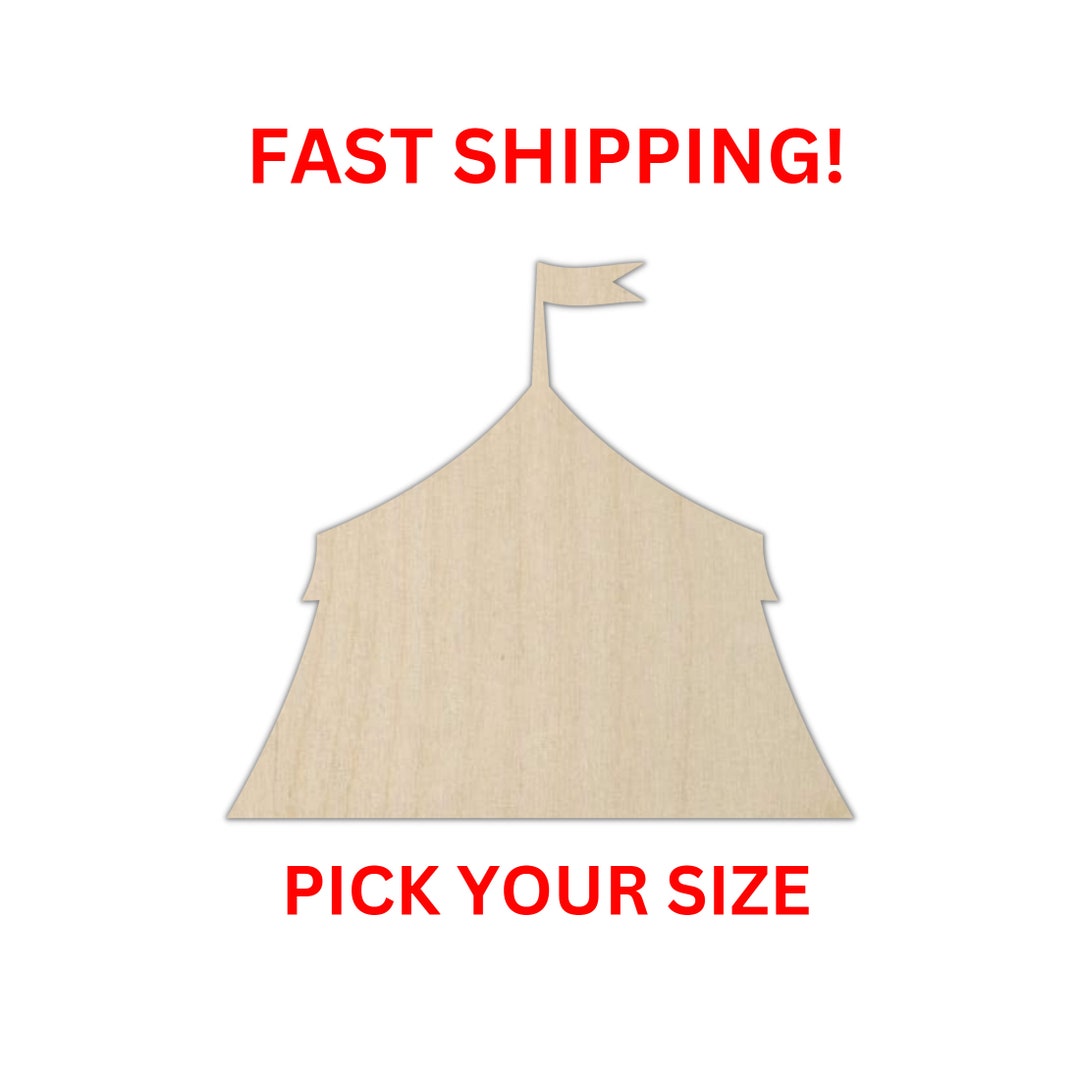 Unfinished Wooden Circus Tent Shape | Circus Tent Wood Cutout Shape ...
