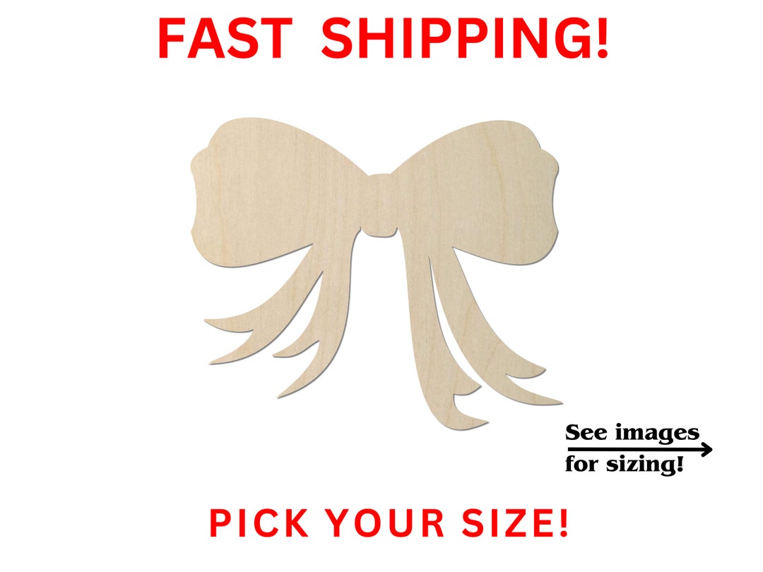 Unfinished Wooden Bow Shape 04 | Bow Wood Cutout Shape | Laser Cut ...