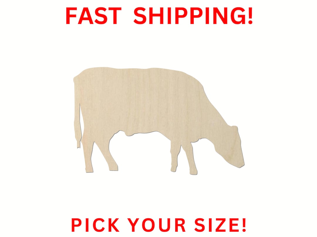 Unfinished Wooden Cow Shape 02 | Grazing Cow Wood Cutout Shape | Laser ...