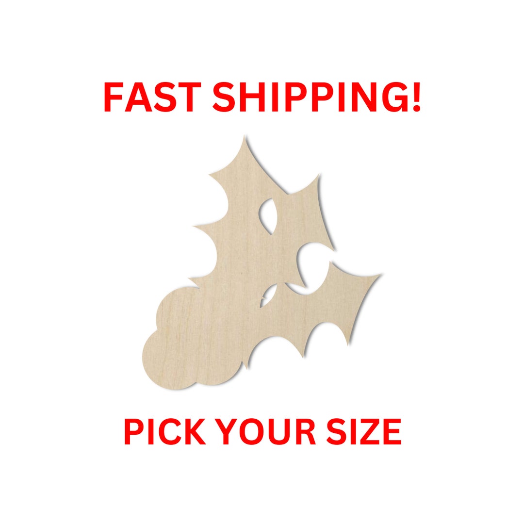 Unfinished Wooden Holly Berries Shape | Christmas Holly Cutout Shape ...