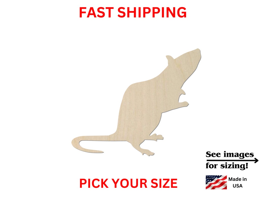 Unfinished Wooden Rat Shape | Rodent Rat Mouse Wood Cutout Shape ...
