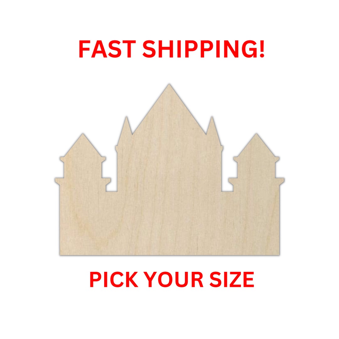 Unfinished Wooden Castle Shape | Princess Castle Wood Cutout Shape ...