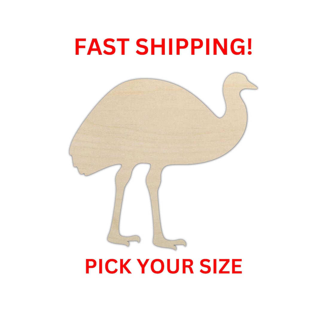 Unfinished Wooden Emu Shape | Emu Wood Cutout Shape | Laser Cut Blanks ...