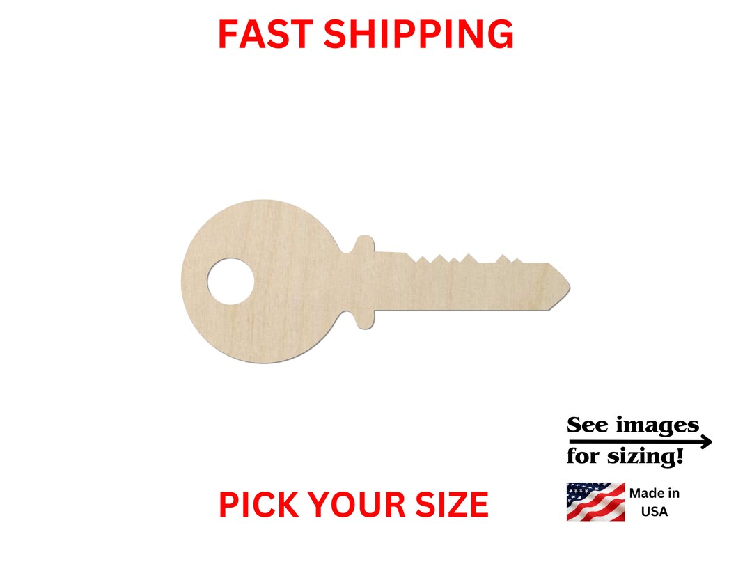 Unfinished Wooden Key Shape | Key Wood Shape | Wood Craft Supplies ...