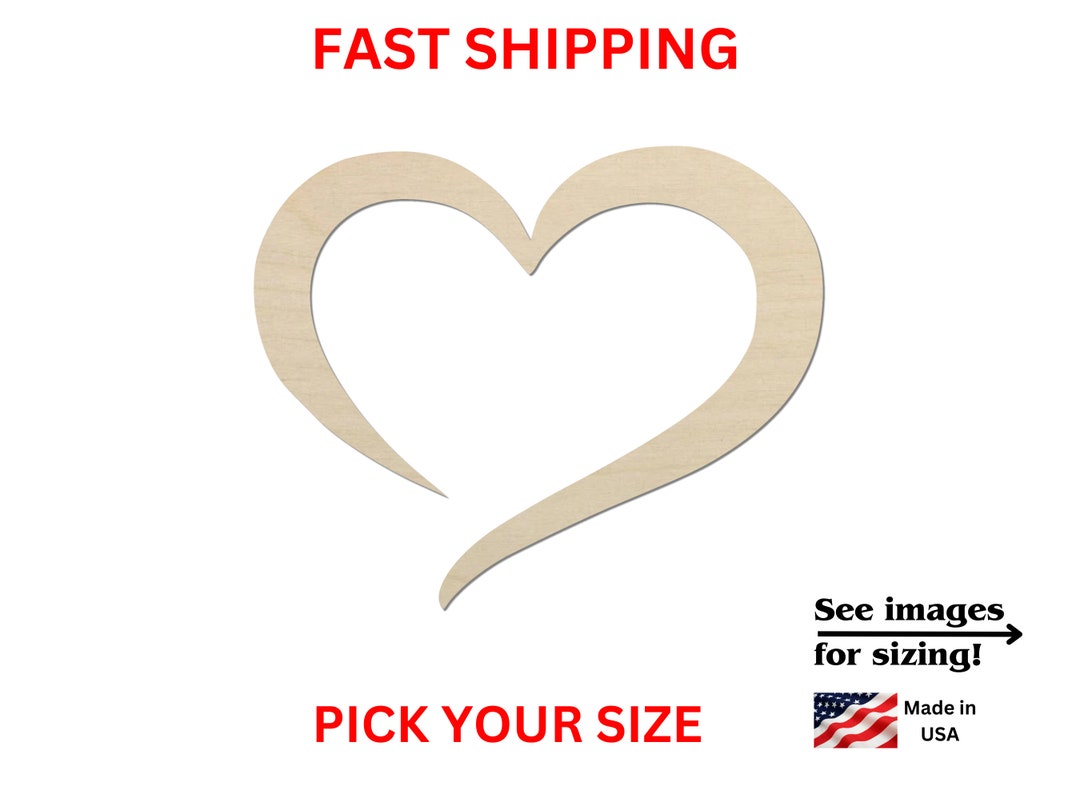 Unfinished Wooden Heart Outline Shape | Valentines - Love | Heart ...