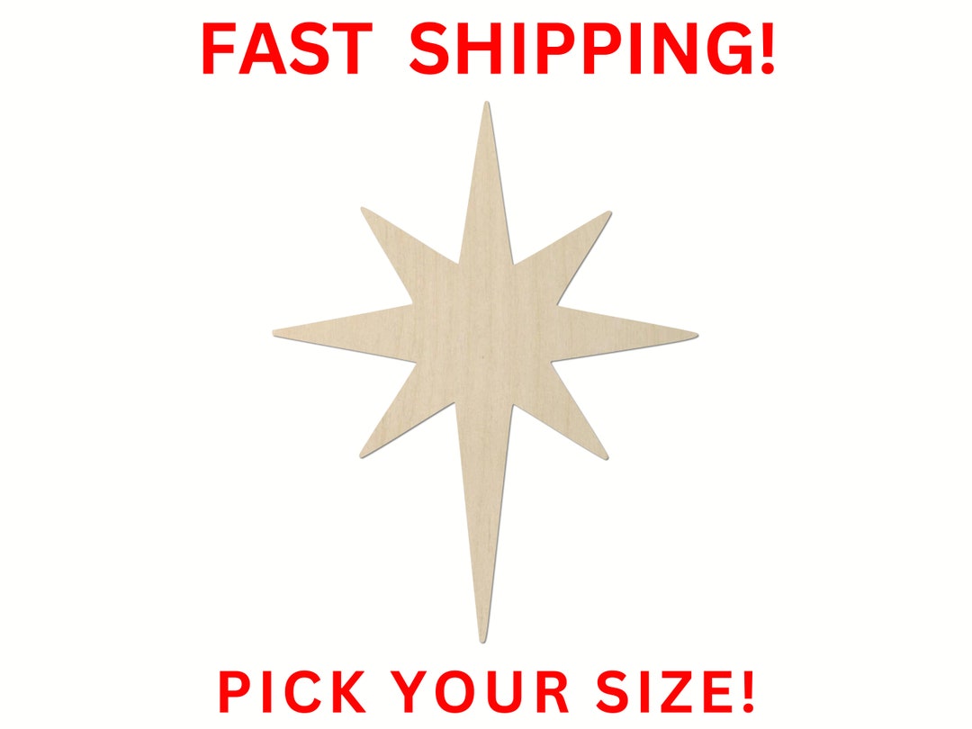 Unfinished Wooden North Star Shape 02 | DIY Craft Blank | Craft ...