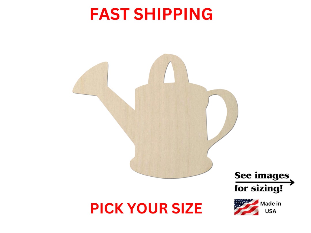 Unfinished Wooden Watering Can Shape | Watering Can Blank Cutout ...