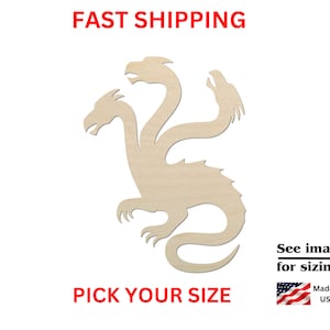 Unfinished Wooden Hydra Dragon Shape | Mythical Cutout | Hydra Dragon ...