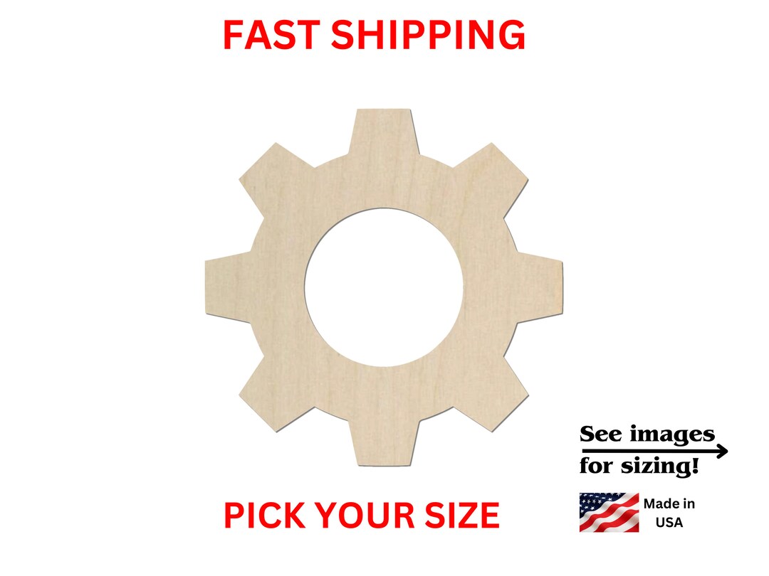 Unfinished Wooden Gear Shape | Unfinished Wooden Gear Cutout | Craft ...