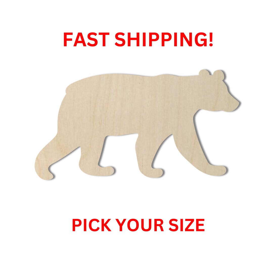 Unfinished Wooden Black Bear Shape | Bear Wooden Cutout Shape | Laser ...