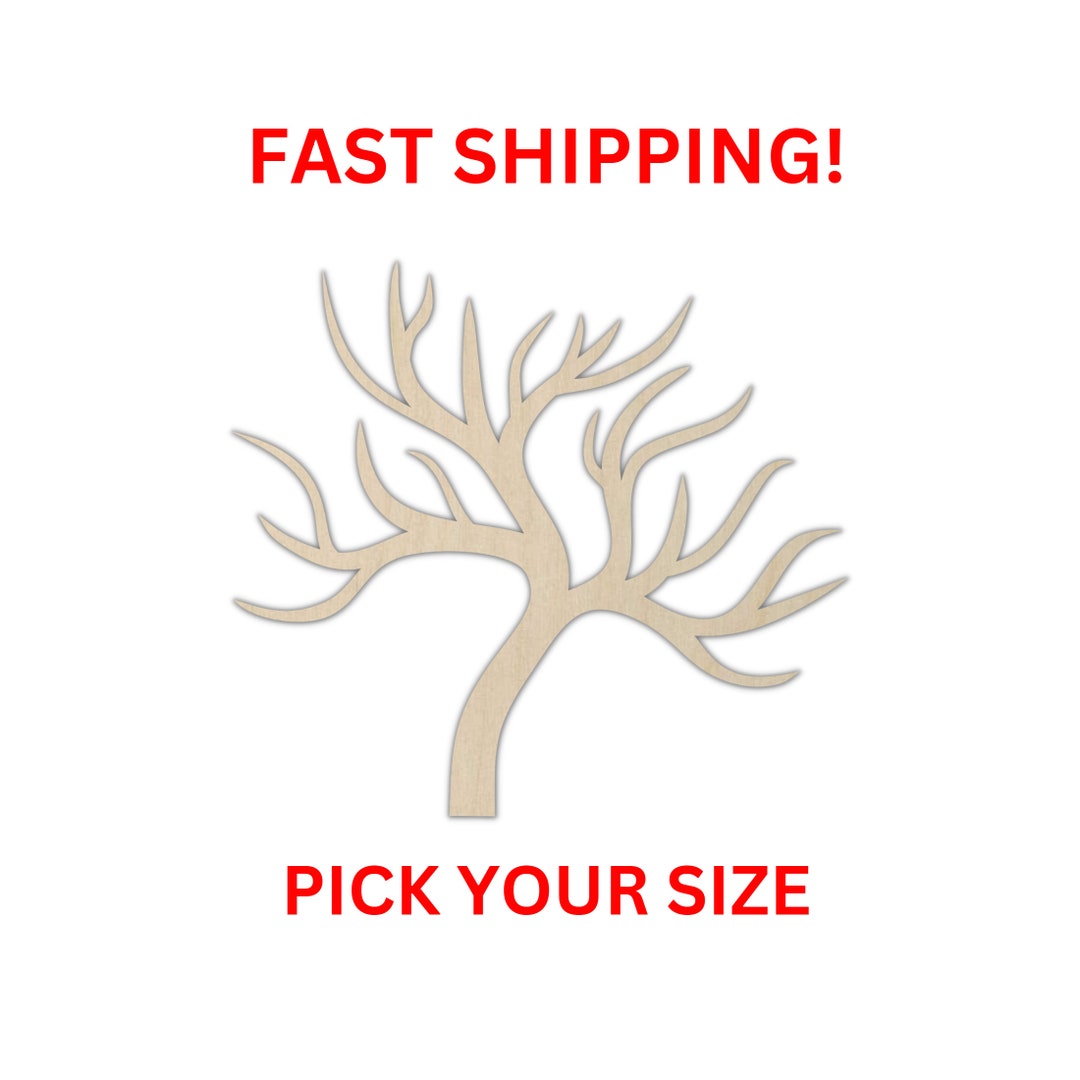 Unfinished Wooden Fall Tree Shape | Fall Tree Wood Cutout Shape | Laser ...