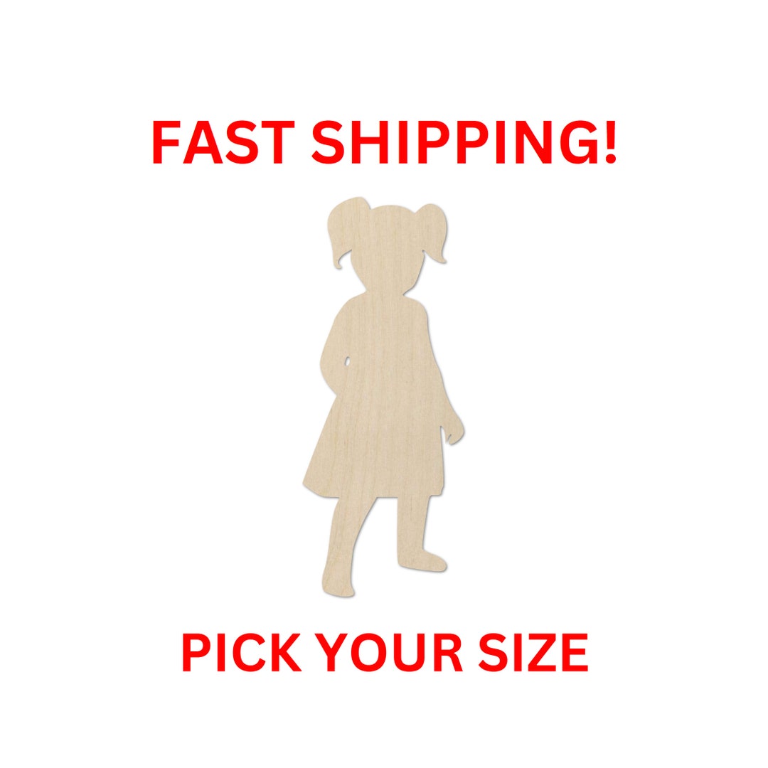 Unfinished Wooden Girl Shape | Girl Blank Cutout | Craft Supplies ...