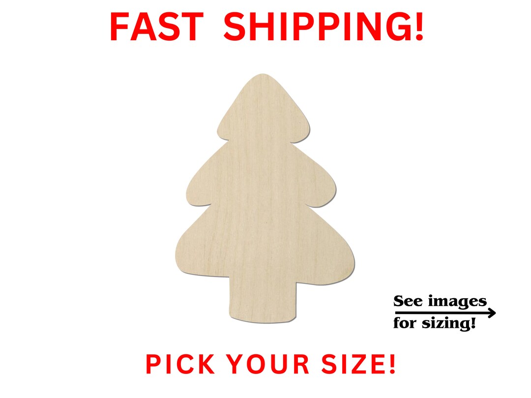 Unfinished Wooden Christmas Tree Shape 02 | Unfinished Wood Tree Cutout ...