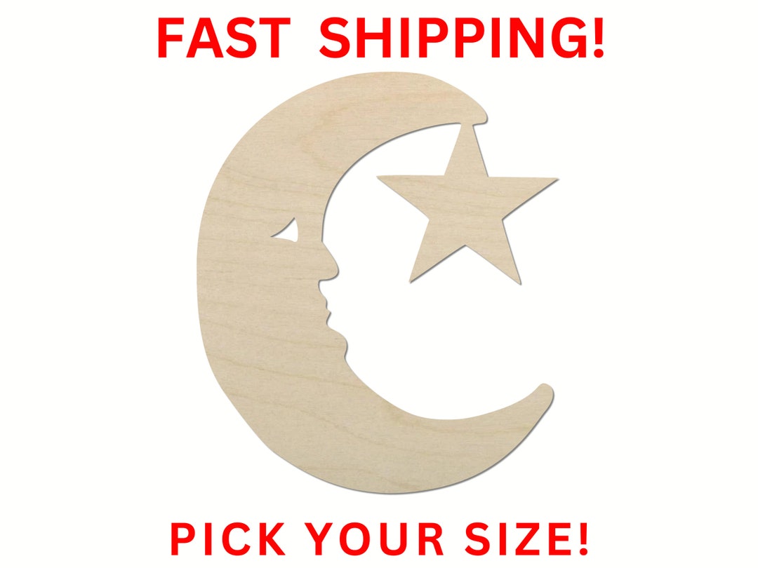 Unfinished Wooden Moon Star Shape | DIY Craft Nursery Decor | Craft ...