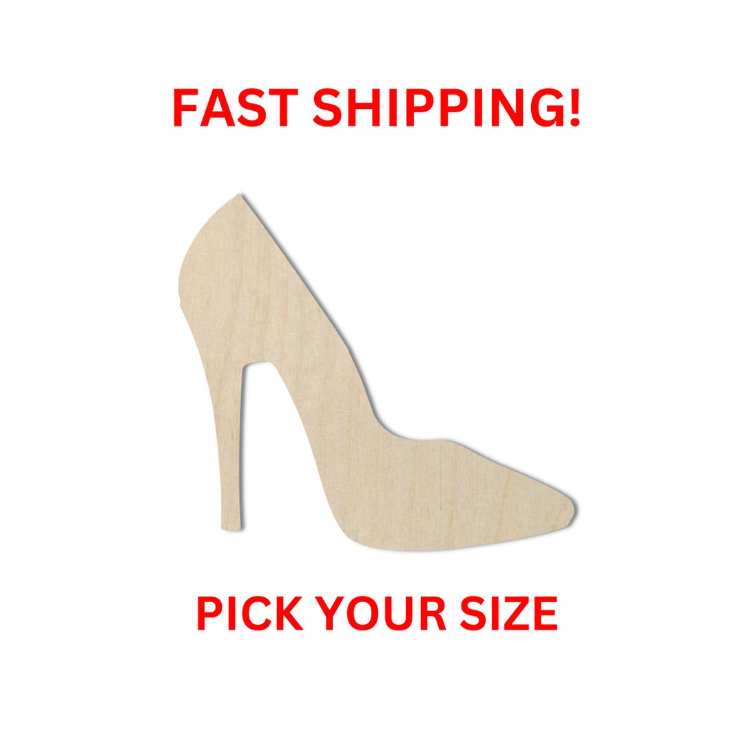 Unfinished Wooden High Heel Shoe Shape High Heel Blank Cutout Craft ...
