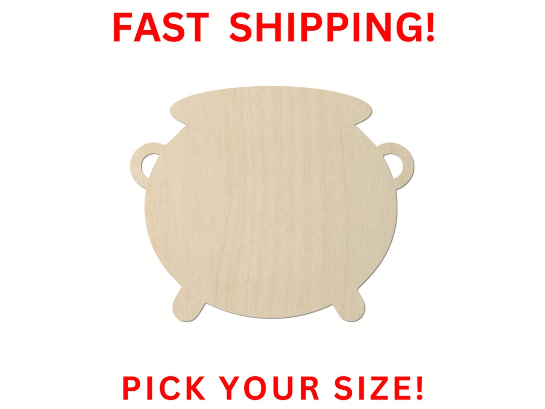Unfinished Wooden Witch Cauldron Shape 02 | Iron Pot Wood Cutout Shape ...