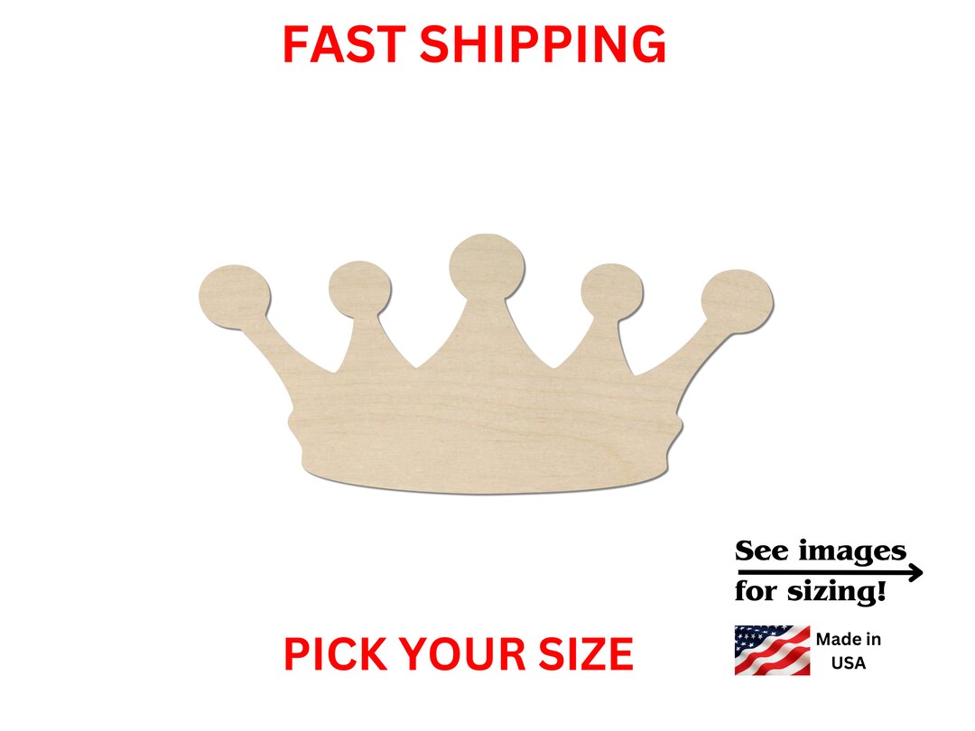 Unfinished Wooden Crown Shape | King Queen Crown Wood Cutout Shape ...