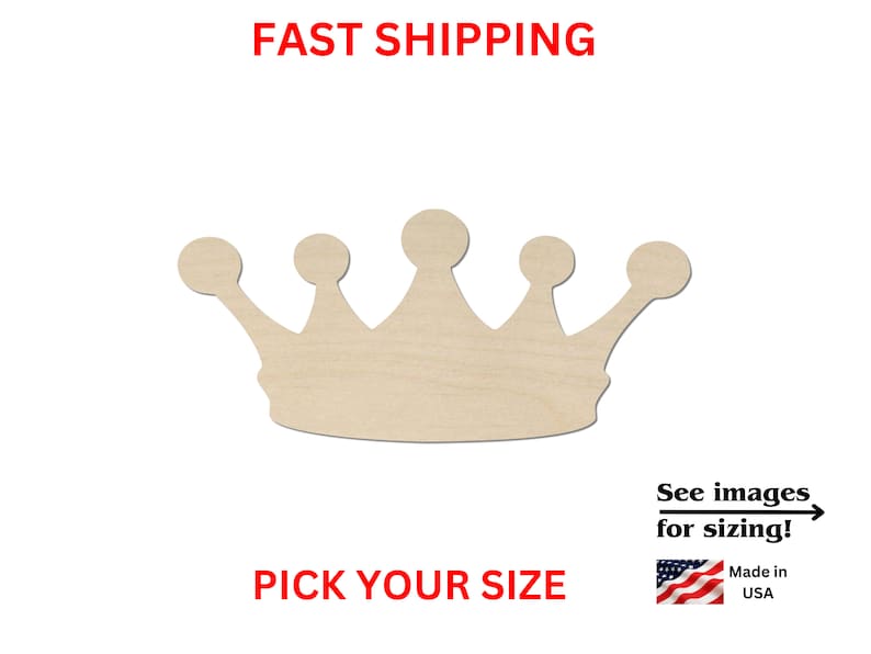 Unfinished Wooden Crown Shape | King Queen Crown Wood Cutout Shape ...