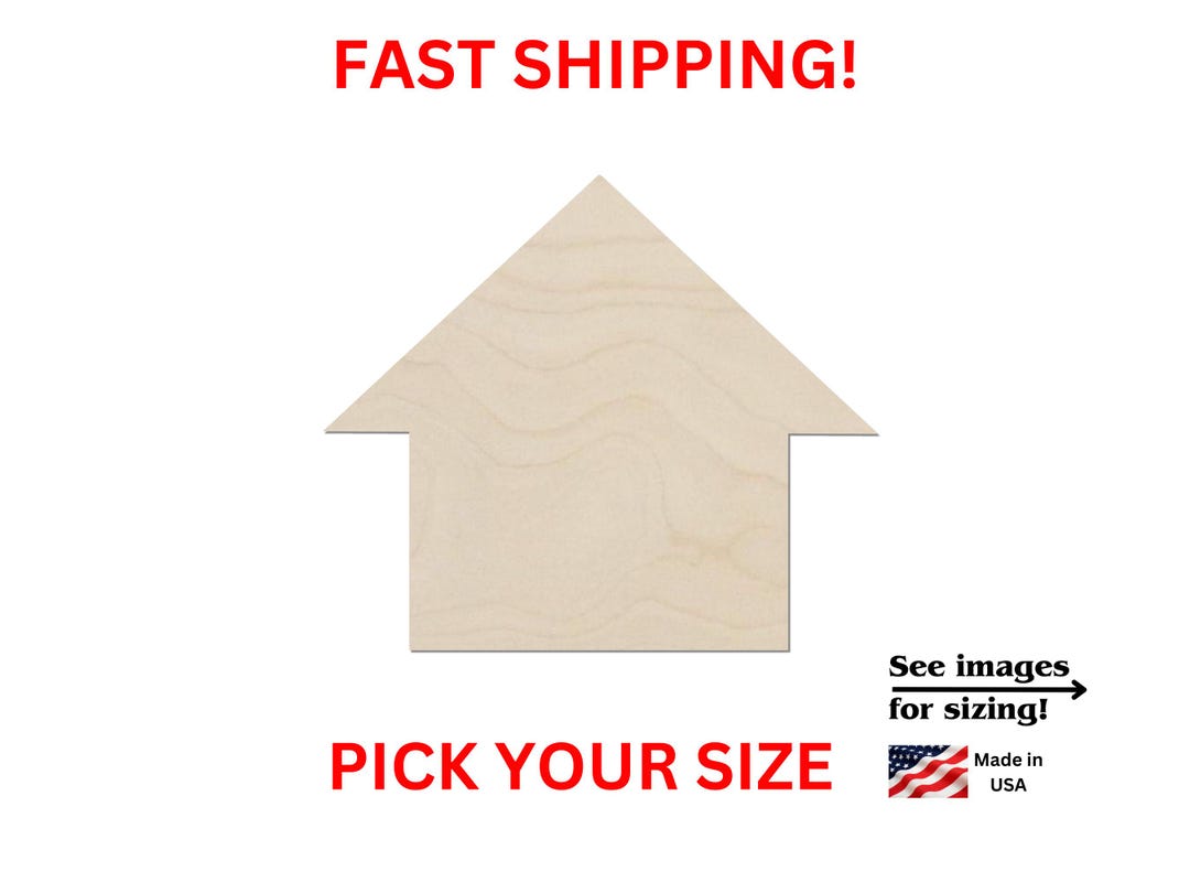 Unfinished Wooden House Shape 03 | House Wood Cutout | Craft Supplies ...