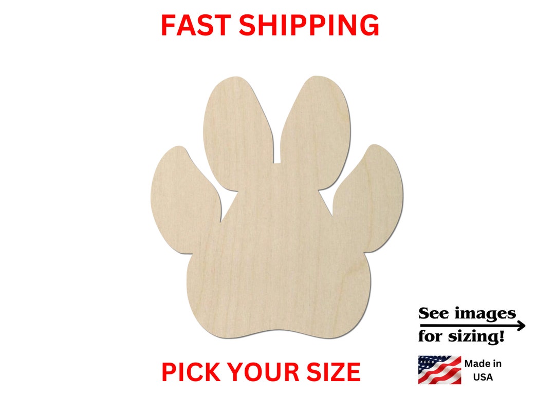 Unfinished Wooden Dog Paw Print Shape | Dog Paw Wooden Cutout Shape ...