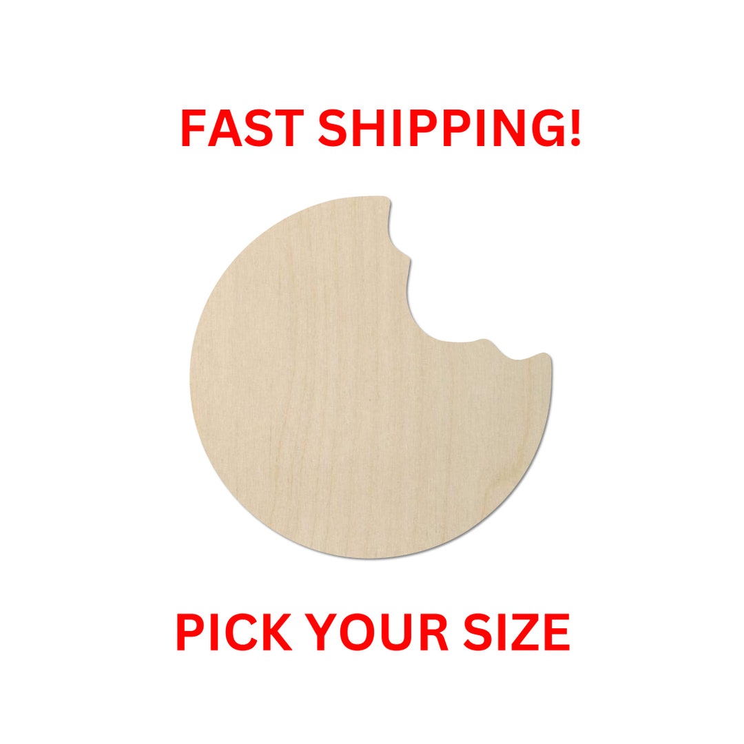 Unfinished Wooden Cookie Shape | Cookie With Bite Cutout | Laser Cut ...