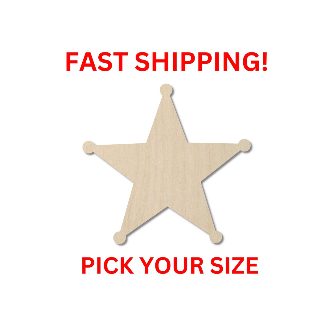 Unfinished Wooden Sheriff Badge Shape | Sheriff Star Badge Blank Cutout ...