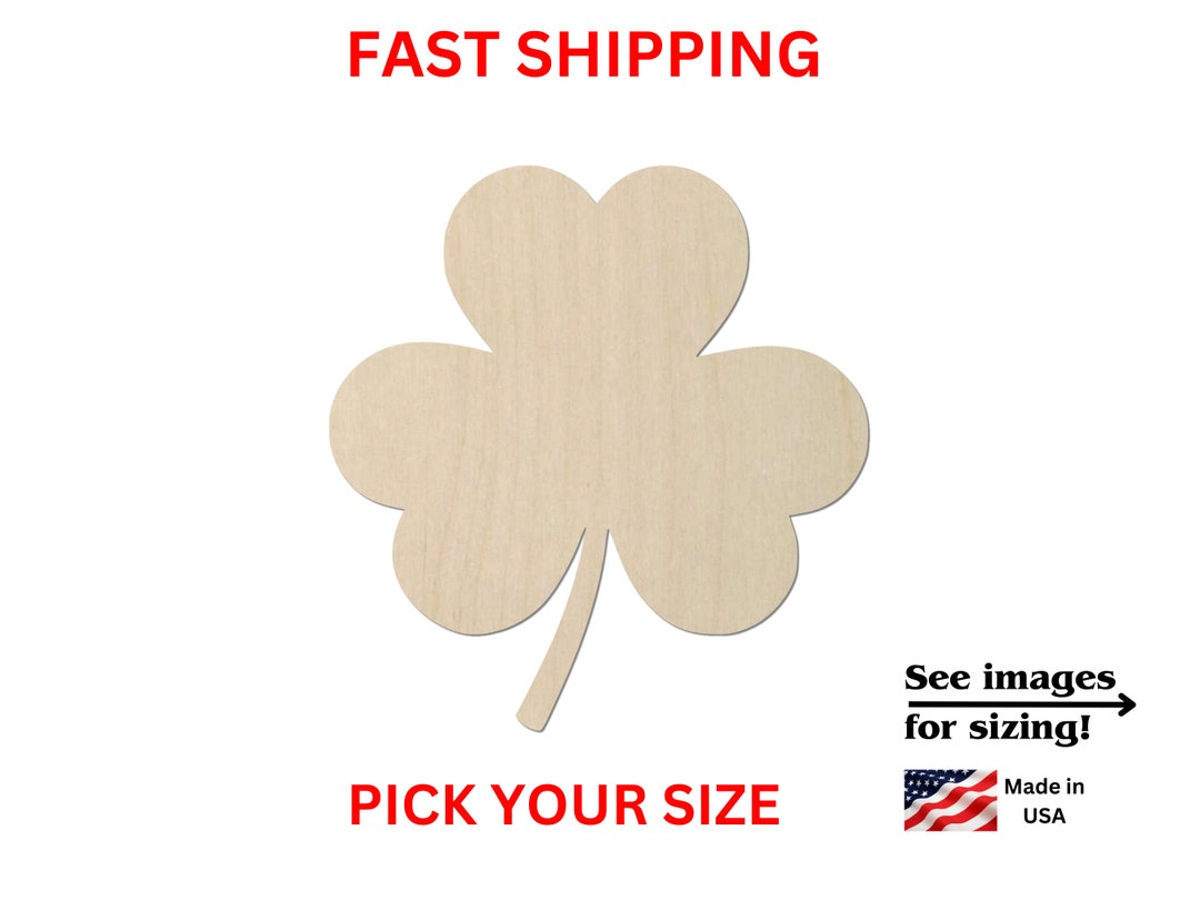 Unfinished Wooden Clover Shape | Clover Wood Cutout Shape | Laser Cut ...