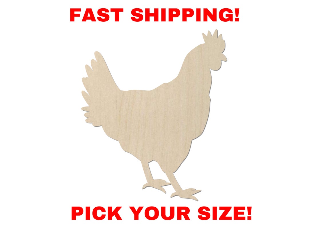 Unfinished Wooden Chicken Shape Farm Chicken Wood Cutout Laser Cut Farm ...