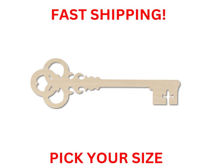 Old Key Cutout, Unfinished Wooden Shape, Paintable Wooden Craft ...