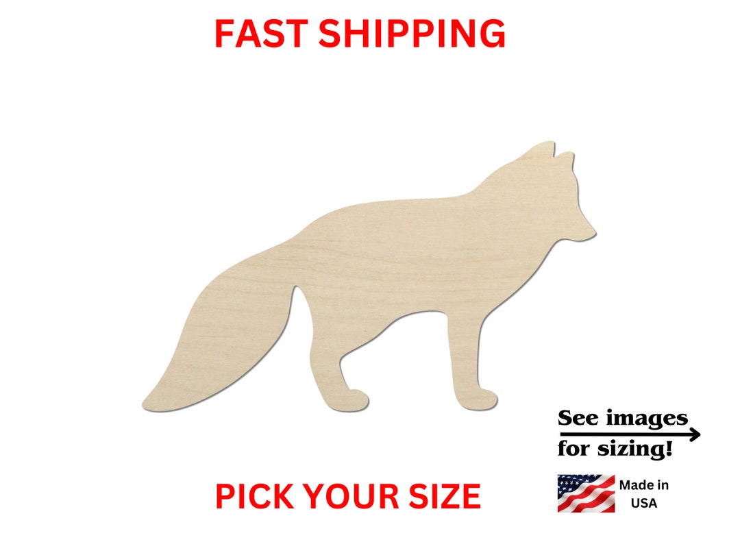 Unfinished Wooden Arctic Fox Shape | Fox Wood Cutout Shape | Laser Cut ...