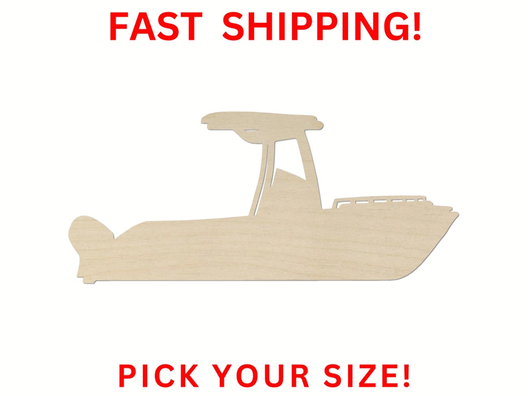 Unfinished Wooden Fishing Boat Shape | Wood Cutout Shape | Laser Cut ...