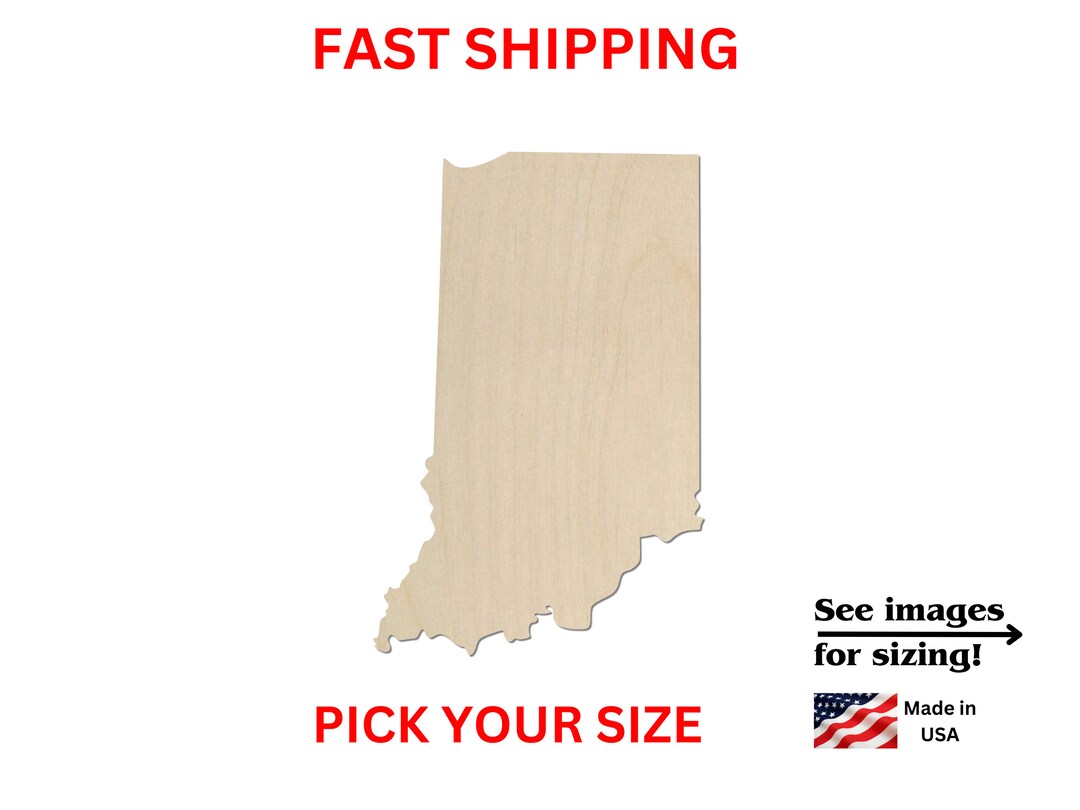 Unfinished Wooden Indiana State Shape | USA State Cutout | Crafting ...