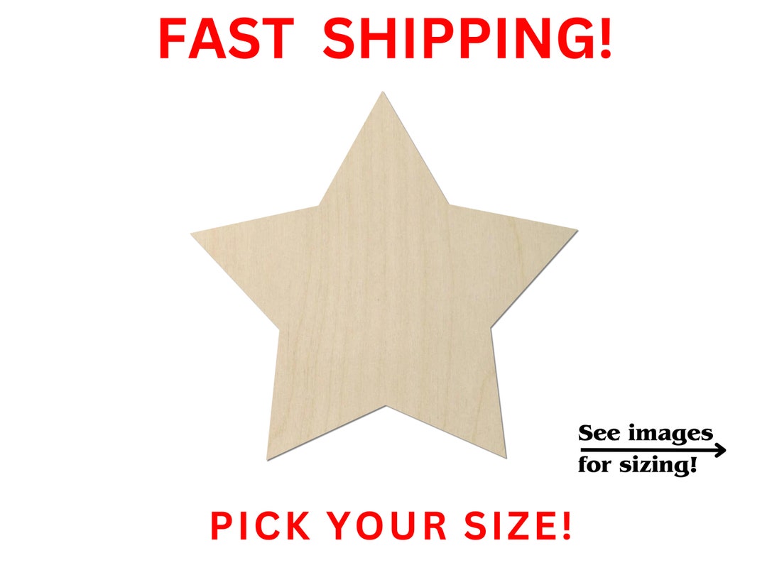 Unfinished Wooden Star Shape | Wood Star Blank Cutout | Craft Supplies ...