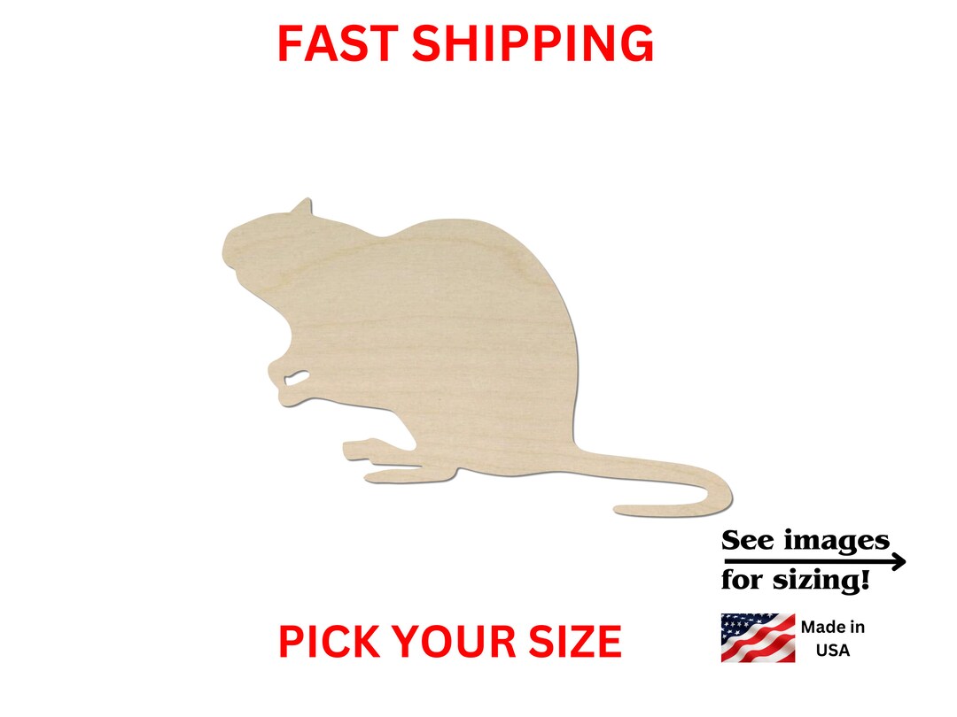 Unfinished Wooden Rat Shape | Rodent Rat Mouse Wood Cutout Shape ...