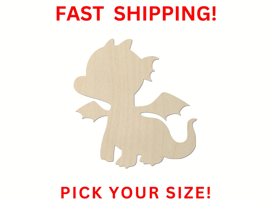 Unfinished Wooden Cute Dragon Shape 02 | Mythical Cutout | Dragon ...
