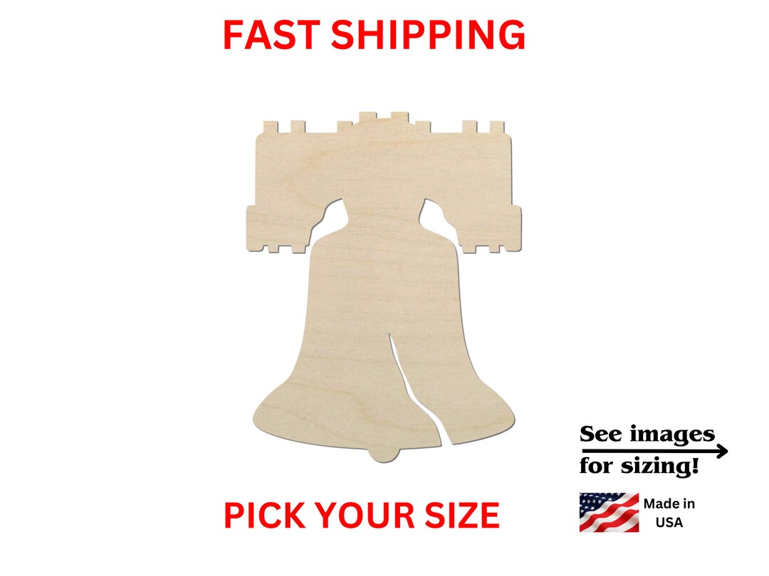 Unfinished Wooden Liberty Bell Shape | Laser Cutout | Crafting Supplies ...