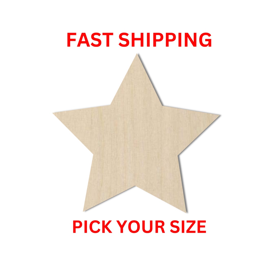 Unfinished Wooden Star Shape Wood Star Blank Cutout Craft - Etsy