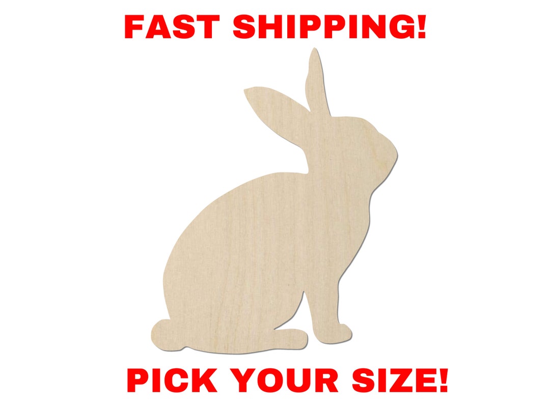 Unfinished Wooden Bunny Rabbit Shape 03 | Rabbit Wood Blank Cutout ...