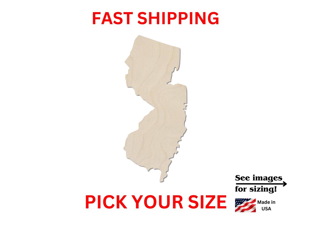 Unfinished Wooden New Jersey State Shape | USA State Cutout | Crafting ...